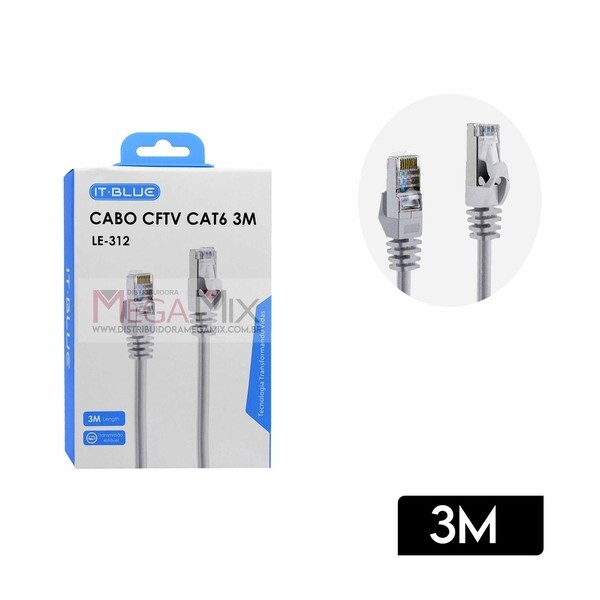 Cabo de Rede CFTV CAT6 3M LE-312 - It-Blue | Mega Mix