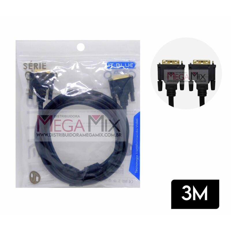 Cabo DVI + DVI 3M LE-6635-3M - It-Blue | Mega Mix
