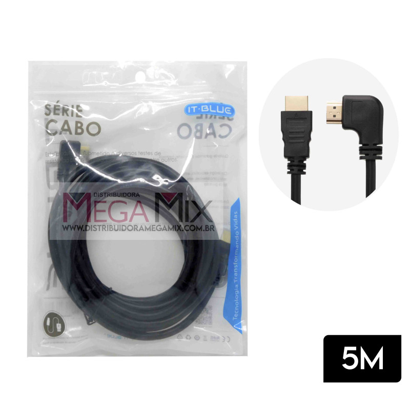 Cabo HDMI + HDMI 90° 5m LE-6625 - It-Blue | Mega Mix