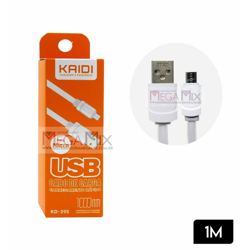 Cabo de dados USB + Micro (V8) KD-39S - Kaidi | Mega Mix