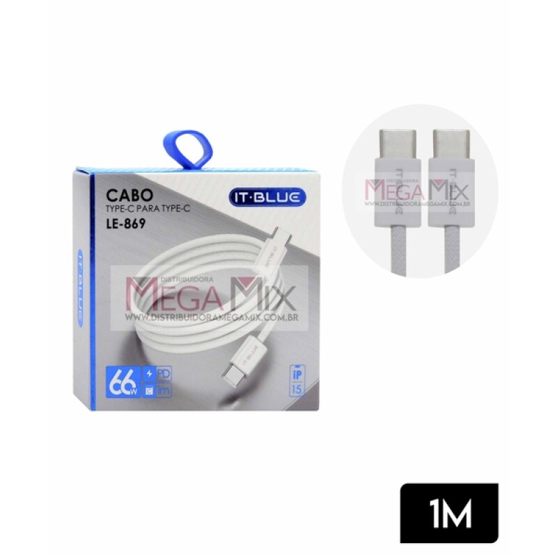 Cabo Tipo-C + Tipo-C 1M LE-869 - It-Blue | Mega Mix