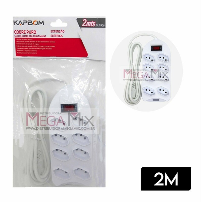 Extensão 8 Tomadas 2M Bivolt SL7508 - Kapbom| Mega Mix
