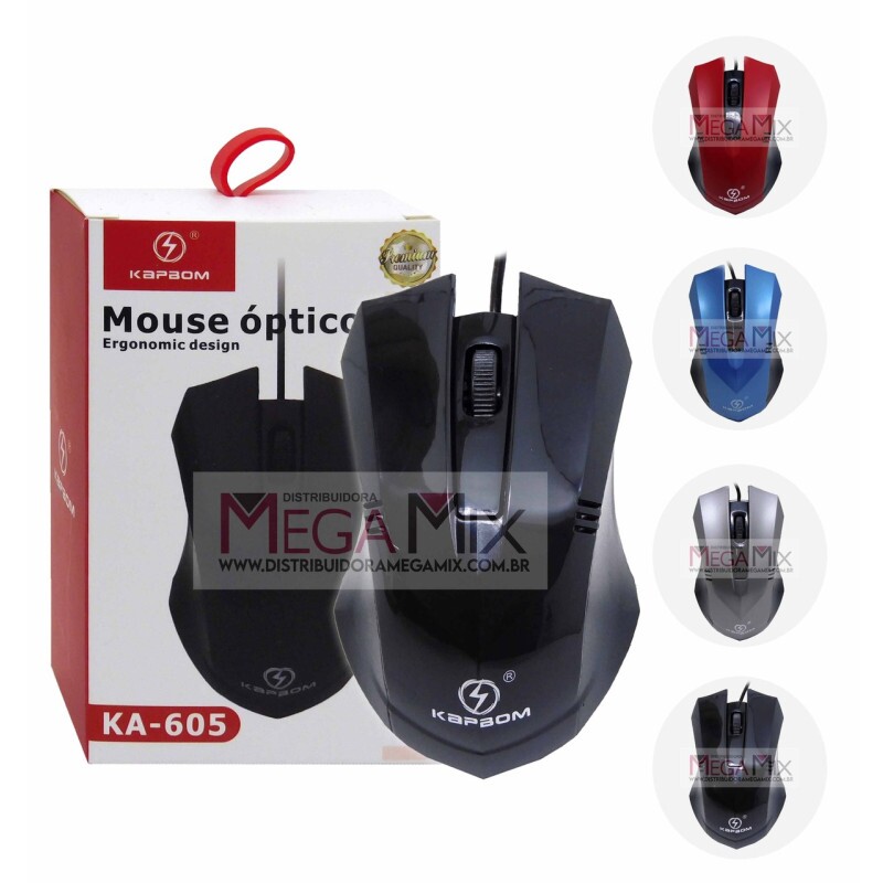 Mouse Óptico c/ Fio 1600 DPI KA-605 - Kapbom | Mega Mix
