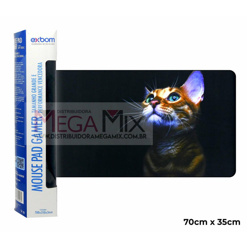 Mouse Pad Gamer 70x35cm (Gato) MP-7035C-50 | Mega Mix