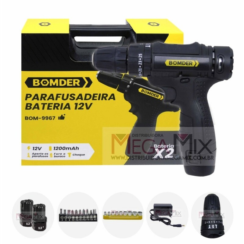Parafusadeira sem Fio 12V BOM-9967 - Bomder | Mega Mix