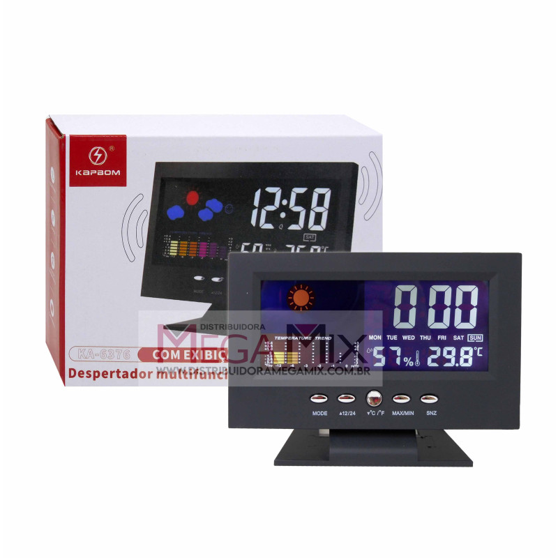 Relógio Despertador Multifuncional KA-6379 - Kapbom | Mega Mix