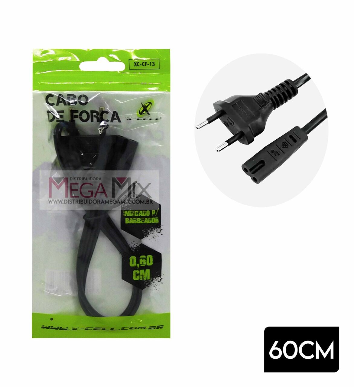 Cabo de Força Bipolar 60cm XC-CF-13 - X-Cell | Mega Mix