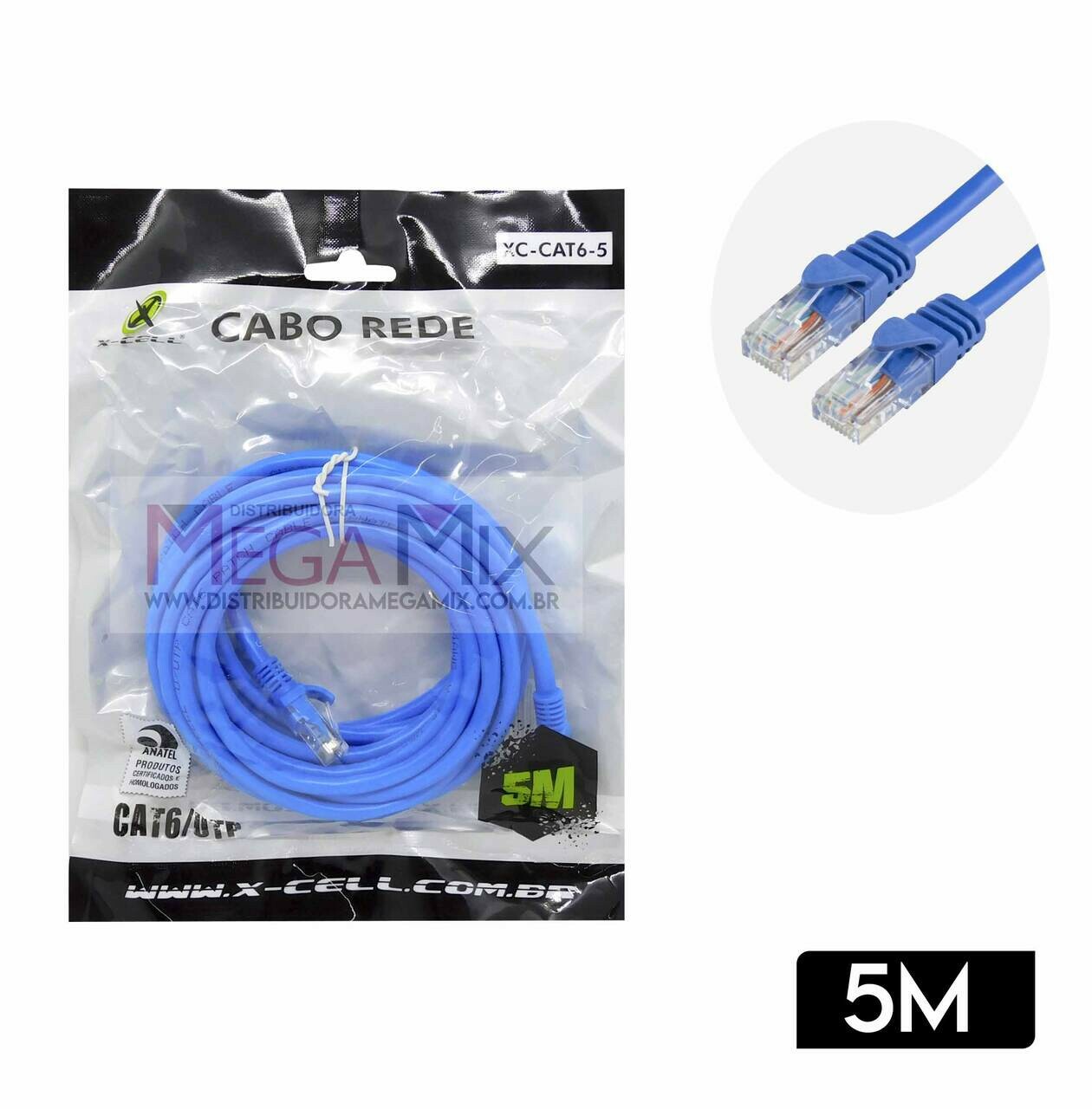 Cabo de Rede CAT6/UTP 5M XC-CAT6-5 - X-Cell | Mega Mix