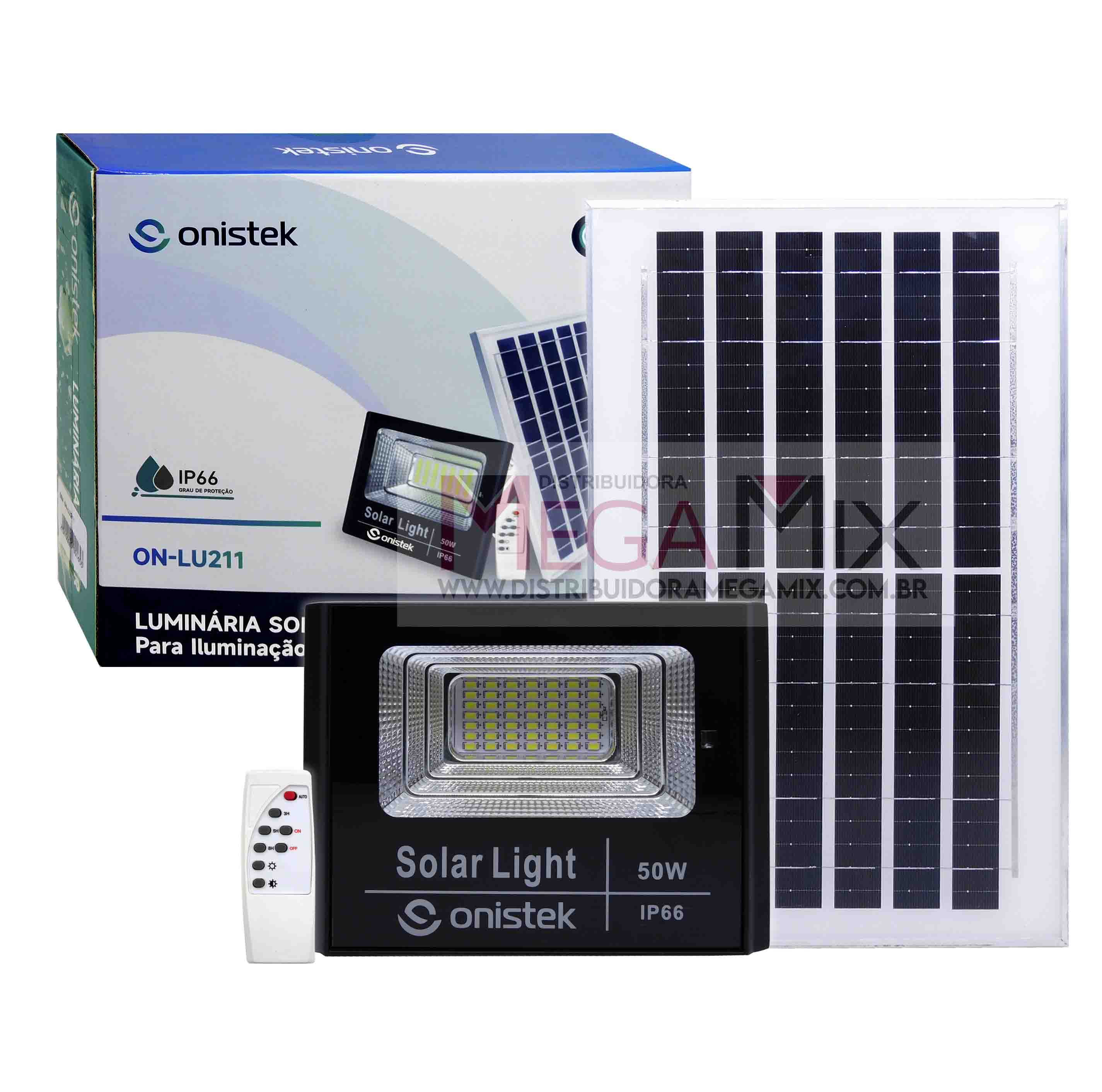 Kit Luminária Solar 50W ON-LU211 - Onistek | Mega Mix
