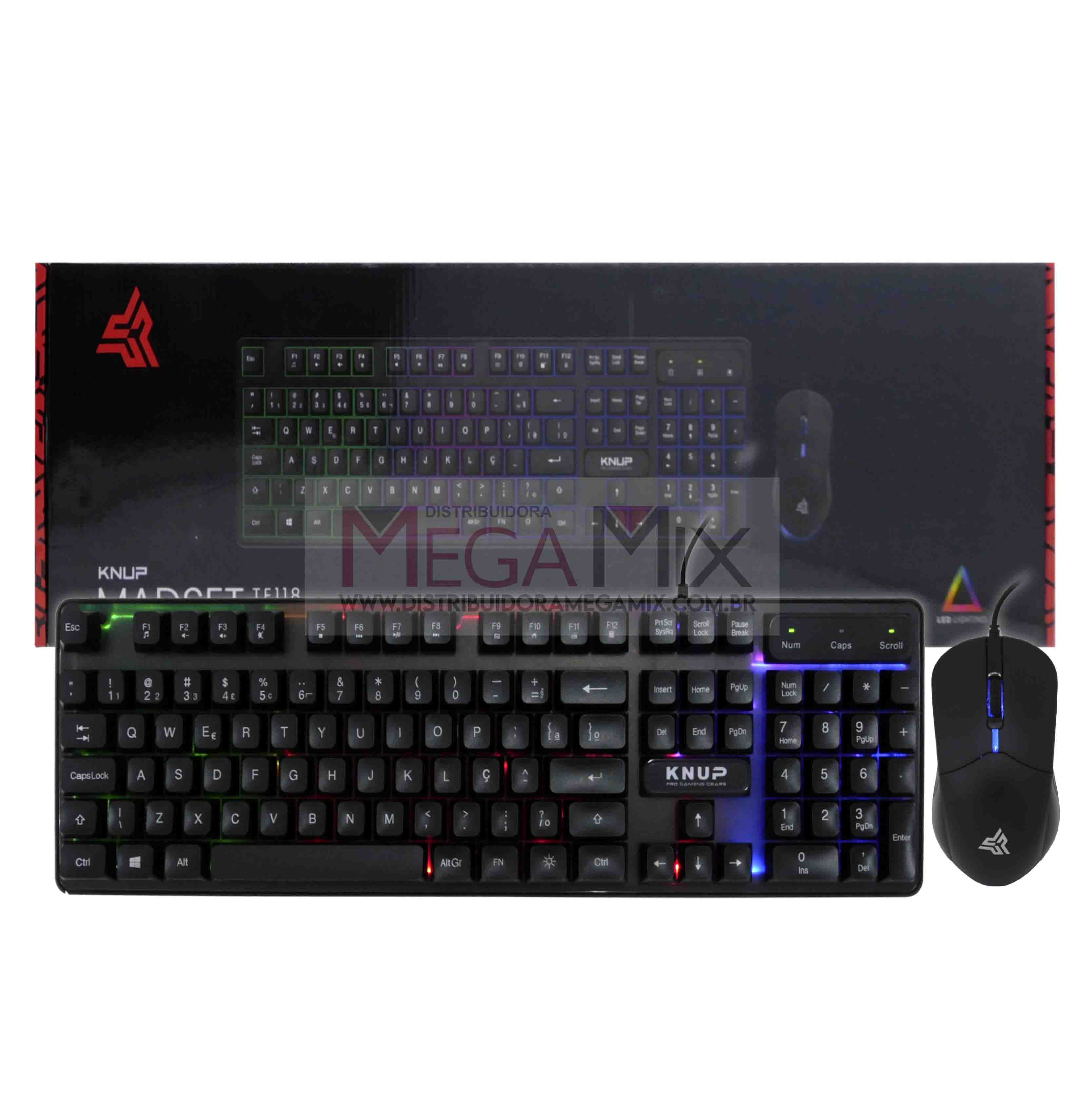 Kit Teclado Mouse Gamer Rgb Te118 Knup Mega Mix